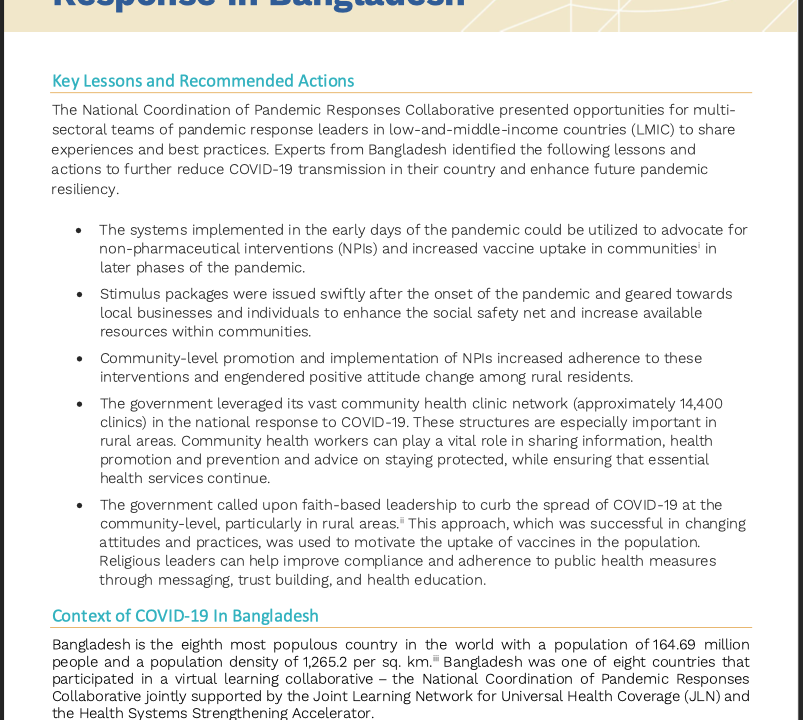 Coordinating the National Pandemic Response: Three Country Case Studies ...